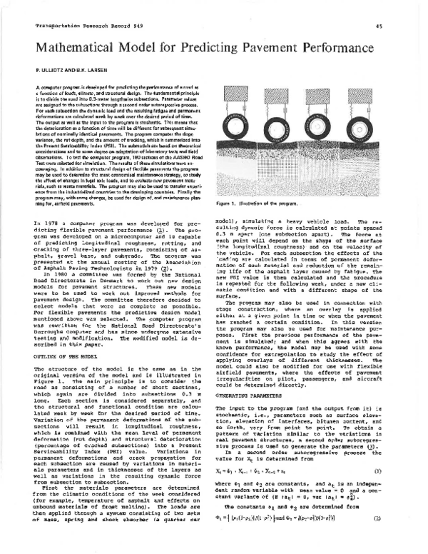 (PDF) Mathematical Model for Predicting Pavement Performance