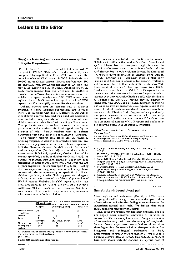 (PDF) Dizygous twinning and premature menopause in fragile X syndrome