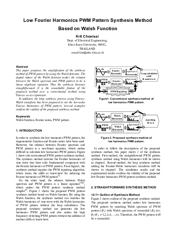 (PDF) Low Fourier harmonics PWM pattern synthesis method based on Walsh ...