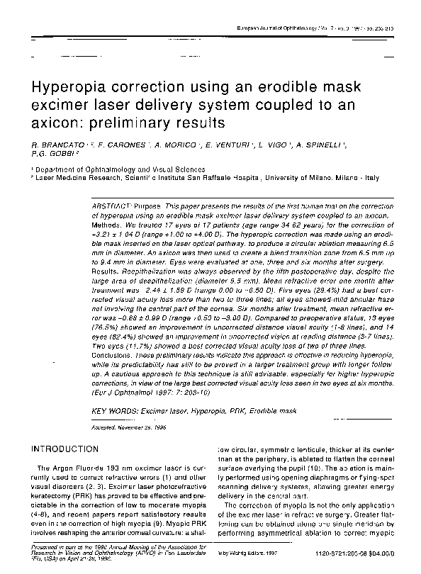 (PDF) Hyperopia Correction Using an Erodible Mask Excimer Laser ...