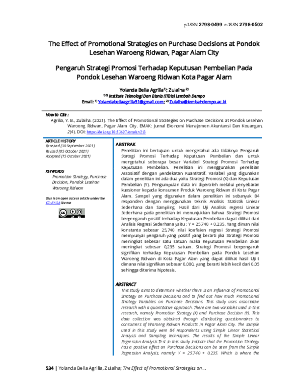 (PDF) The Effect of Promotional Strategies on Purchase Decisions at ...