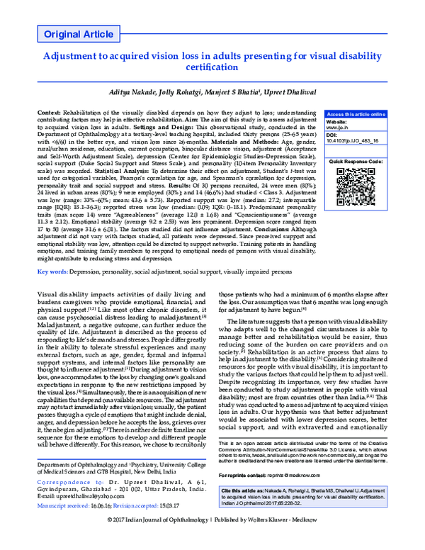 (PDF) Adjustment to acquired vision loss in adults presenting for ...