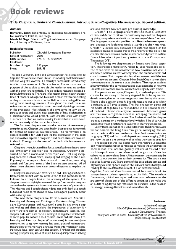 (PDF) Cognition, Brain and Consciousness: Introduction to cognitive neurosciences