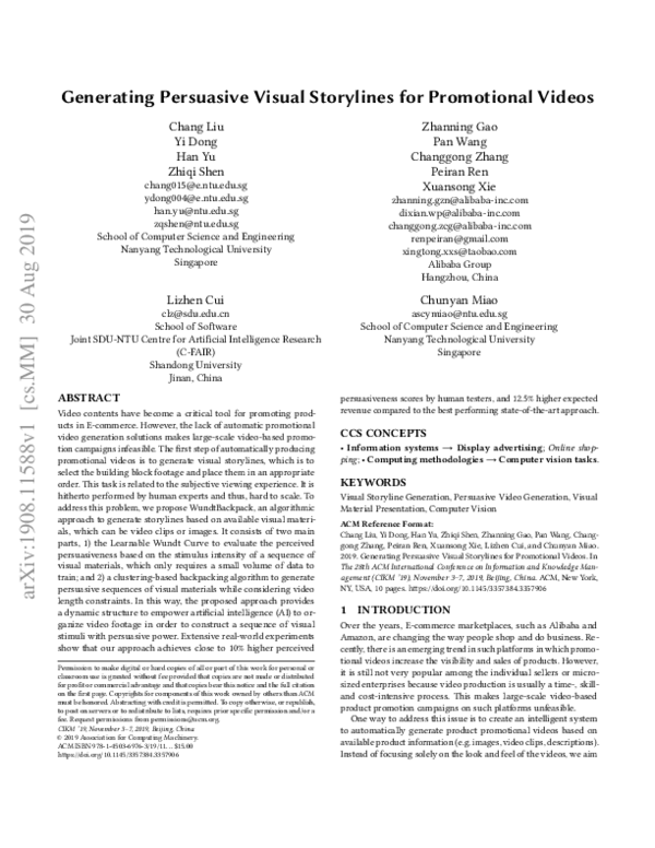 (PDF) Generating Persuasive Visual Storylines for Promotional Videos