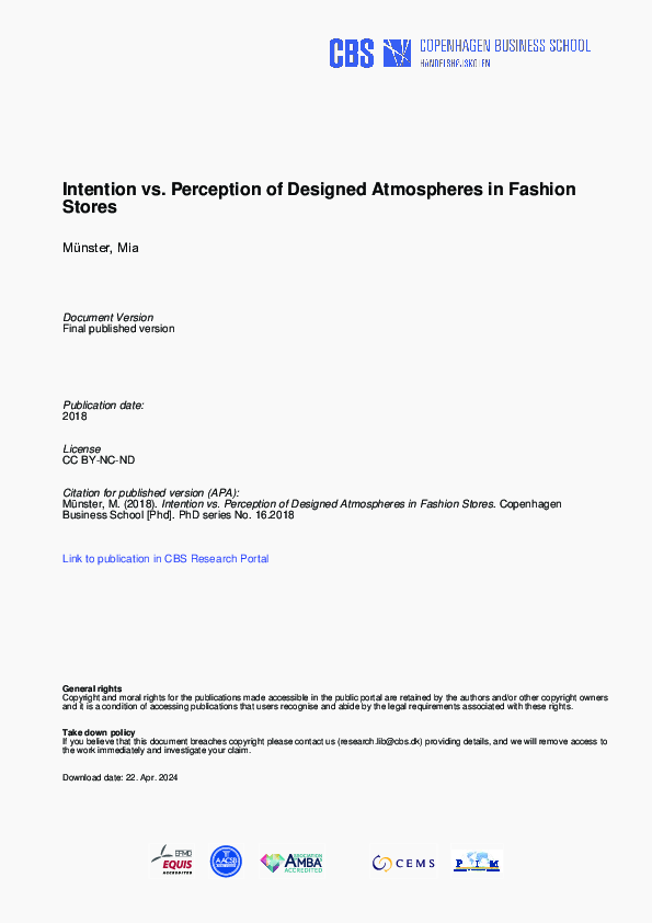 (PDF) Intention vs. Perception of Designed Atmospheres in Fashion Stores