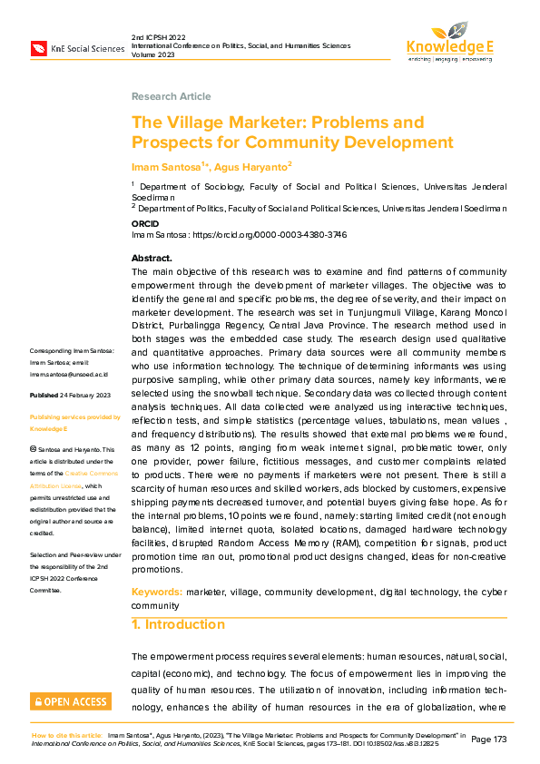 (PDF) The Village Marketer: Problems and Prospects for Community Development
