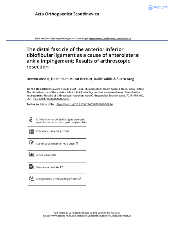 (PDF) The distal fascicle of the anterior inferior tibiofibular ligament as a cause of ...