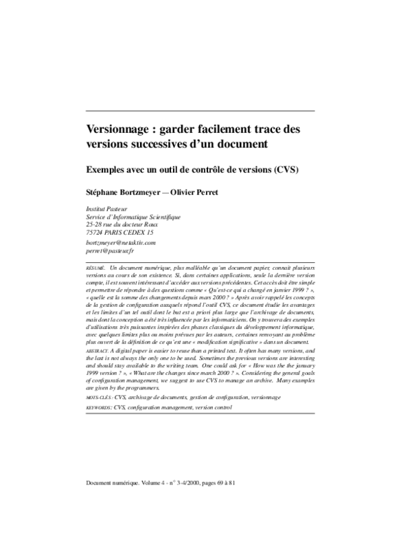 (PDF) Versionnage : garder facilement trace des versions successives d'un document - Exemples ...