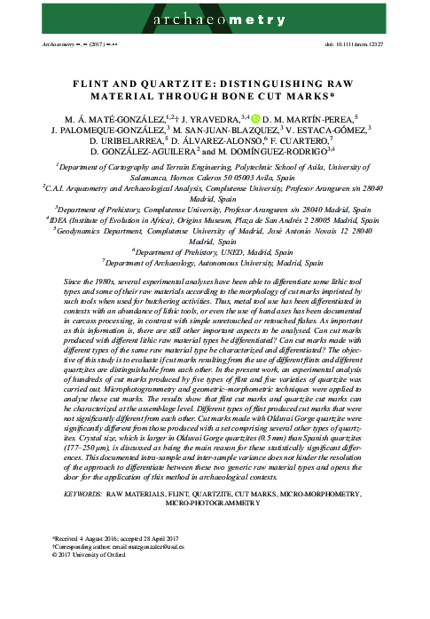 (PDF) Flint and Quartzite: Distinguishing Raw Material Through Bone Cut ...