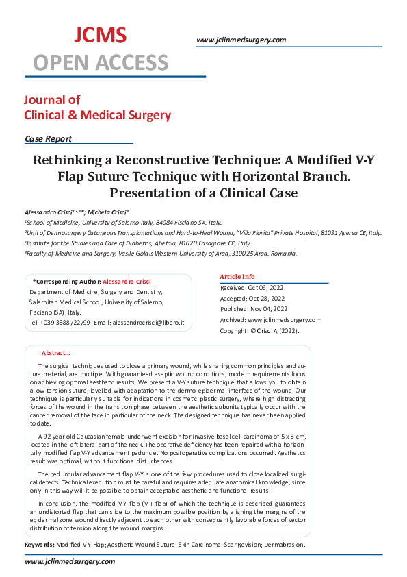 (PDF) Rethinking a Reconstructive Technique: A Modified V-Y Flap Suture ...