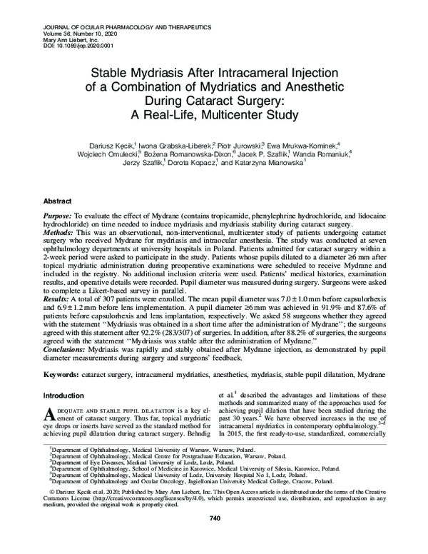 (PDF) Stable Mydriasis After Intracameral Injection of a Combination of ...