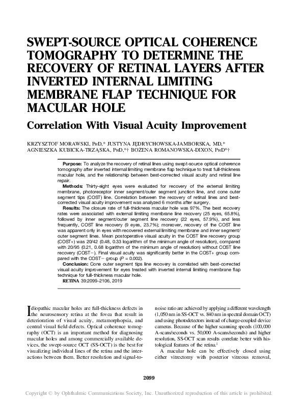 (PDF) Swept-Source Optical Coherence Tomography to Determine the ...