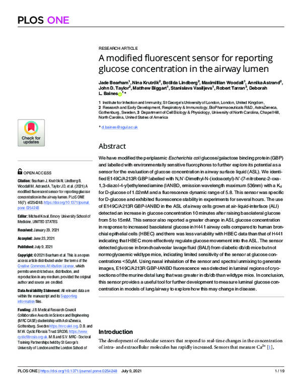 (PDF) A modified fluorescent sensor for reporting glucose concentration ...