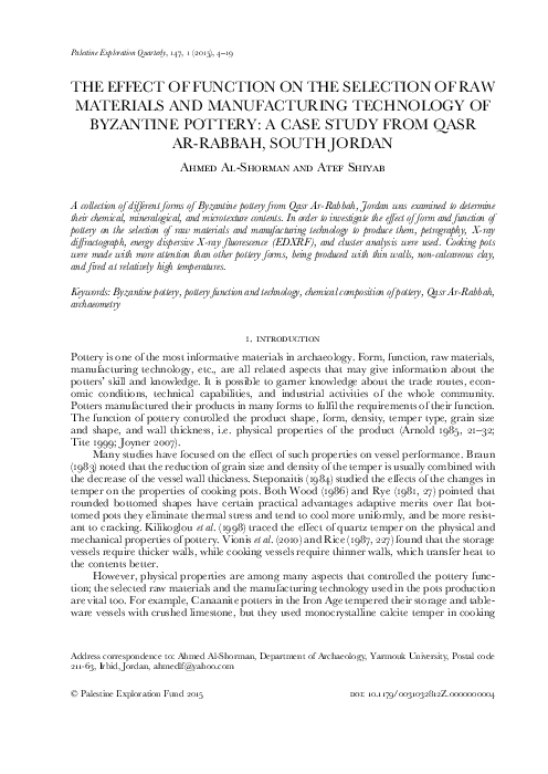 (PDF) The Effect of Function on the Selection of Raw Materials and ...