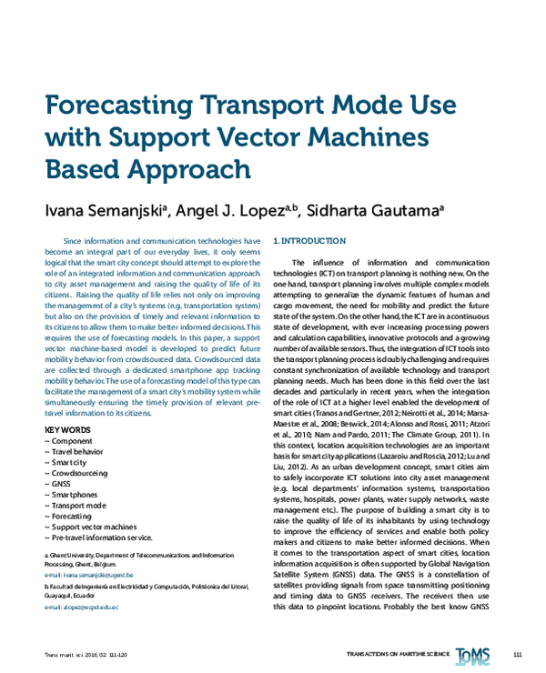(PDF) Forecasting Transport Mode Use with Support Vector Machines Based ...