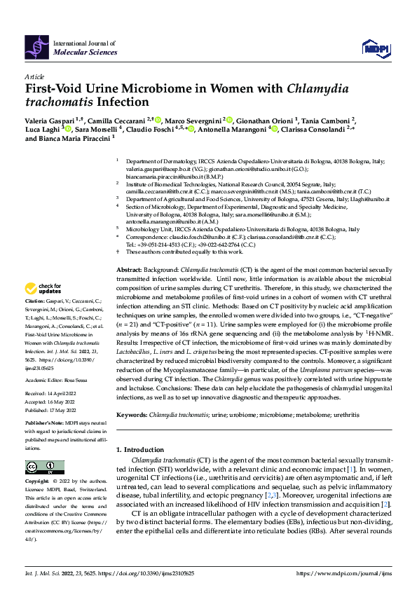 (PDF) First-Void Urine Microbiome in Women with Chlamydia trachomatis ...