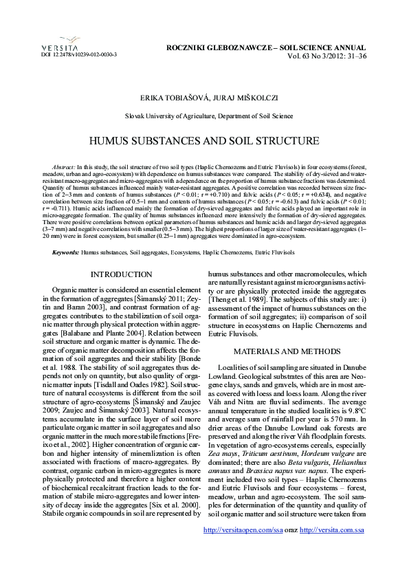 (PDF) Humus Substances and Soil Structure