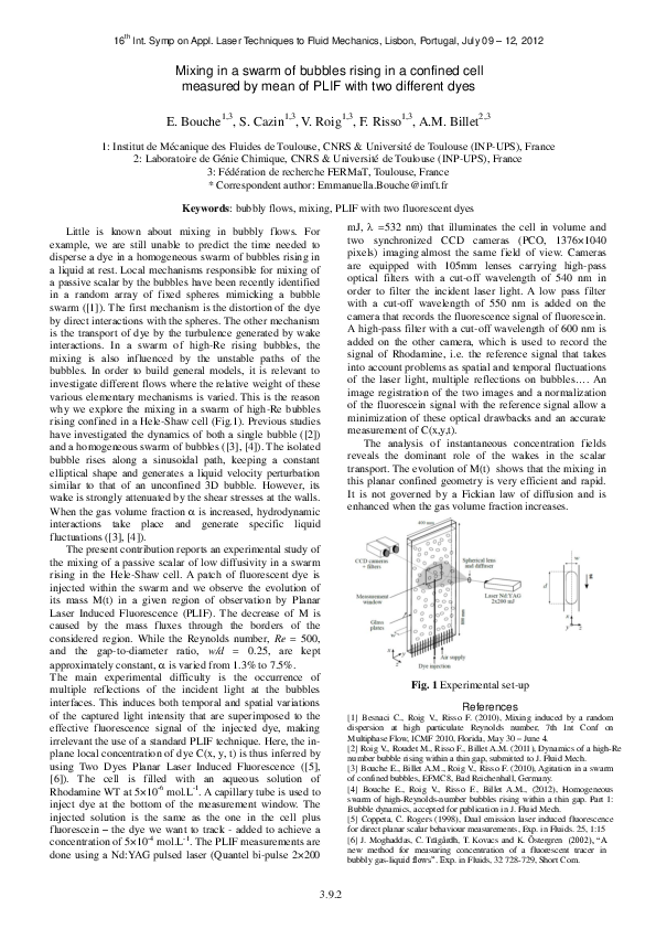 (PDF) Mixing in a swarm of bubbles rising in a confined cell measured by mean of PLIF with two ...