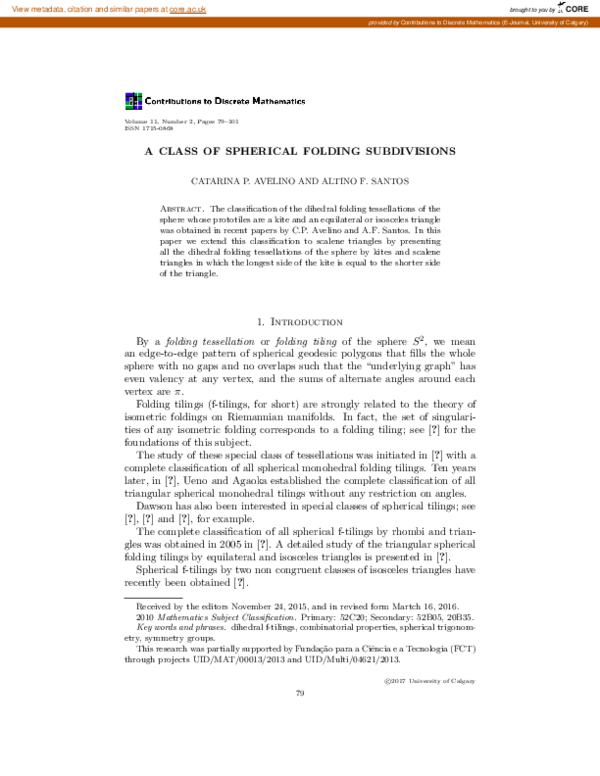 (PDF) A class of spherical folding subdivisions