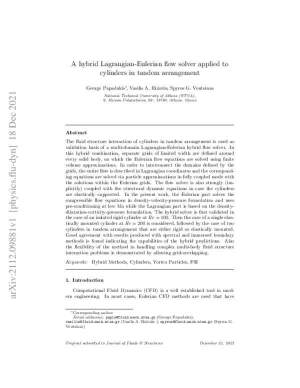 (PDF) A hybrid Lagrangian–Eulerian flow solver applied to elastically mounted cylinders in ...