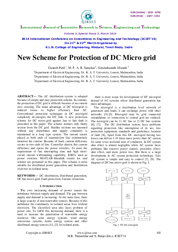 (PDF) New Scheme for Protection of DC Micro grid