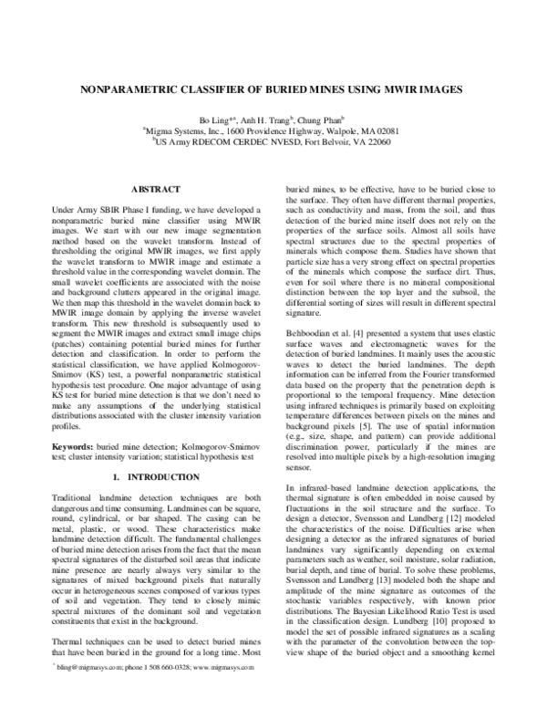 (PDF) Nonparametric Mine Detection with MWIR Images