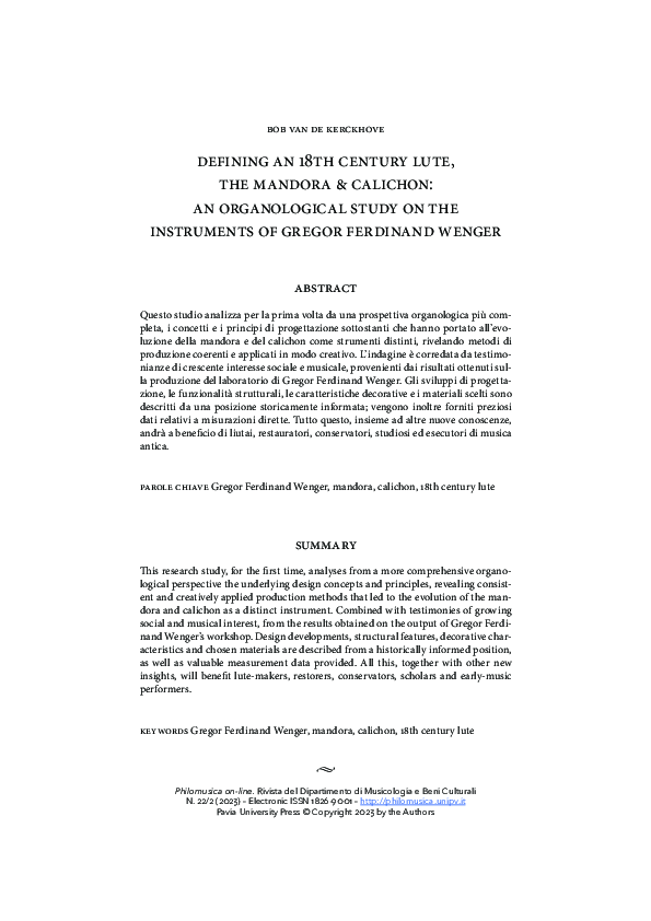 (PDF) Defining an 18th century lute, the Mandora & Calichon: an ...