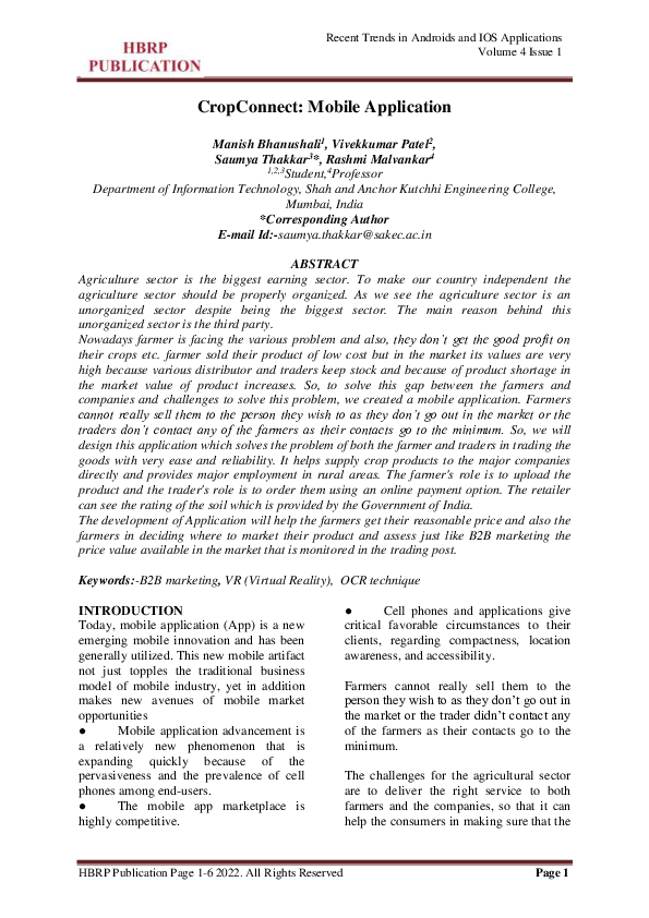 (PDF) CropConnect: Mobile Application