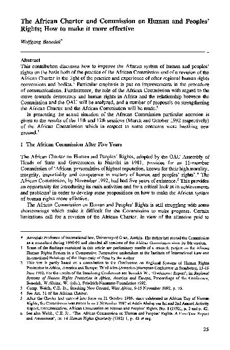 (PDF) The African Charter and Commission on Human and Peoples' Rights ...