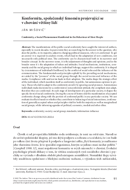 (PDF) Konformita, společenský fenomén projevující se v chování většiny lidí