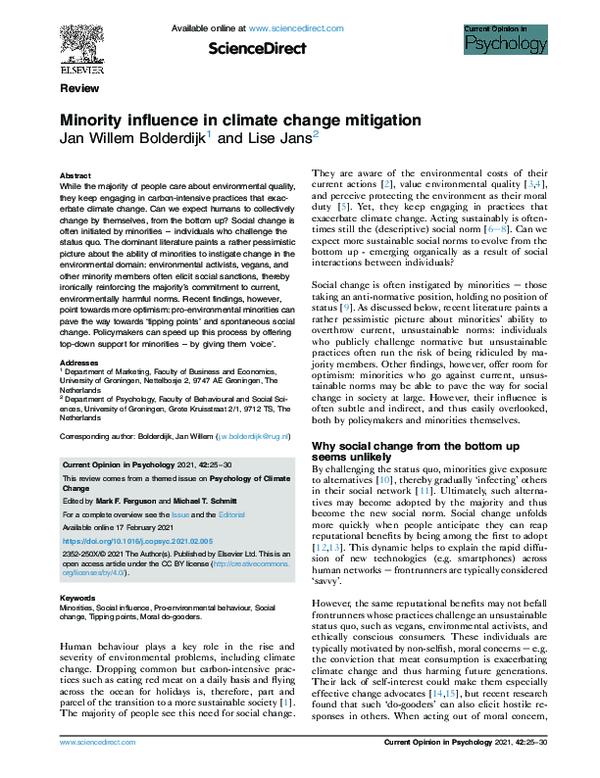 (PDF) Minority influence in climate change mitigation