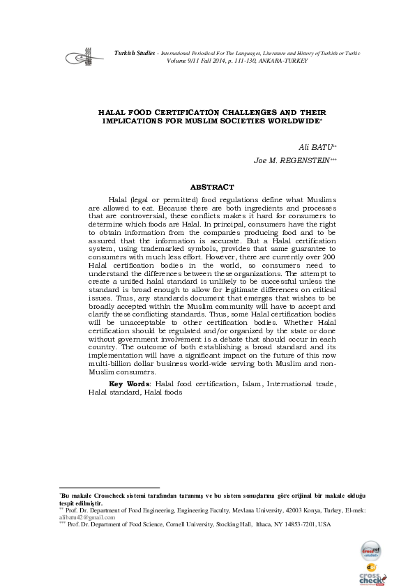 (PDF) HALAL FOOD CERTIFICATION CHALLENGES AND THEIR IMPLICATIONS FOR ...