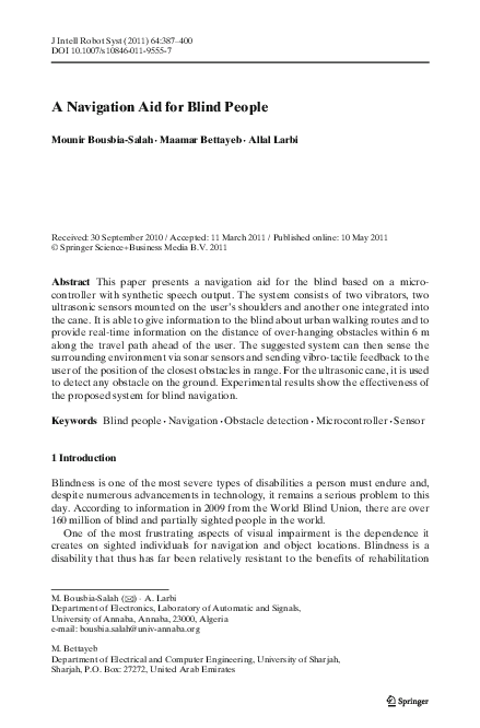(PDF) A Navigation Aid for Blind People