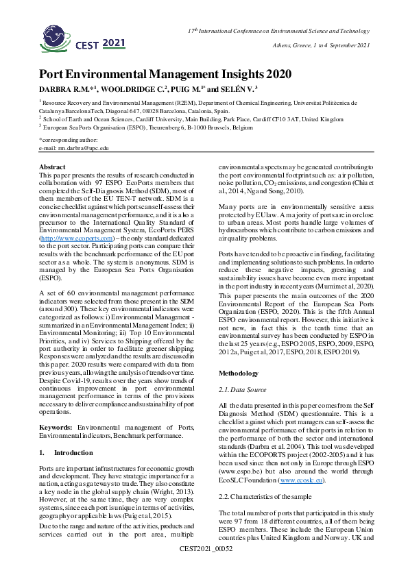 (PDF) Port Environmental Management Insights 2020