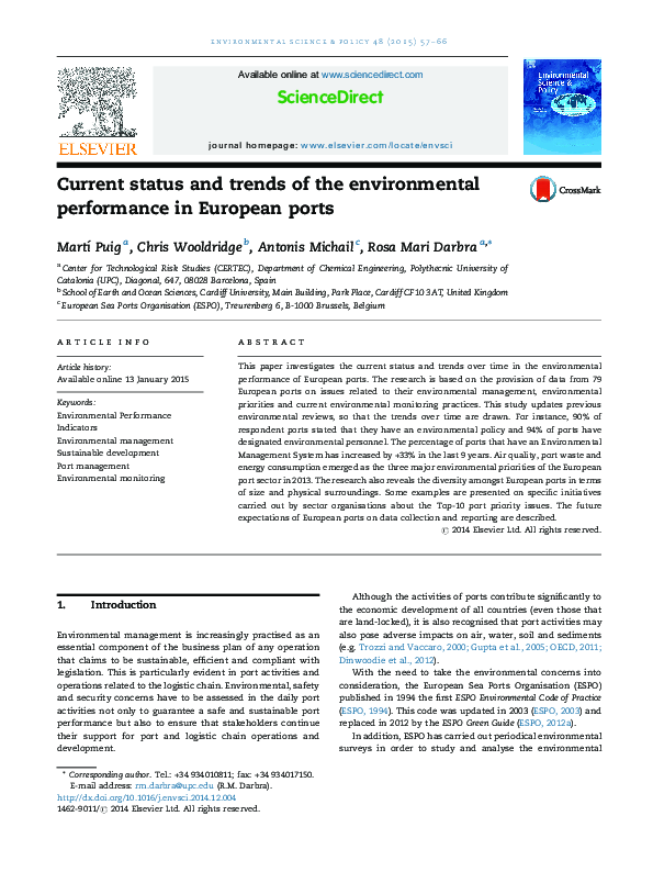(PDF) Current status and trends of the environmental performance in ...