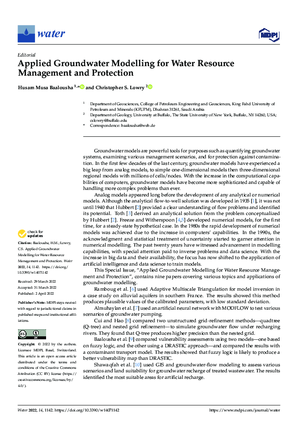 (PDF) Applied Groundwater Modelling for Water Resource Management and ...