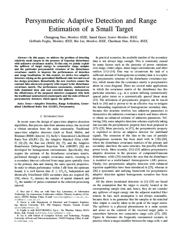 (PDF) Persymmetric adaptive detection and range estimation of a small ...