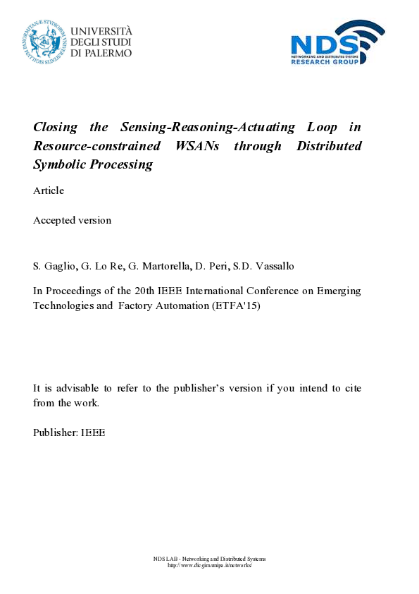 (PDF) Closing the sensing-reasoning-actuating loop in resource-constrained WSANs through ...