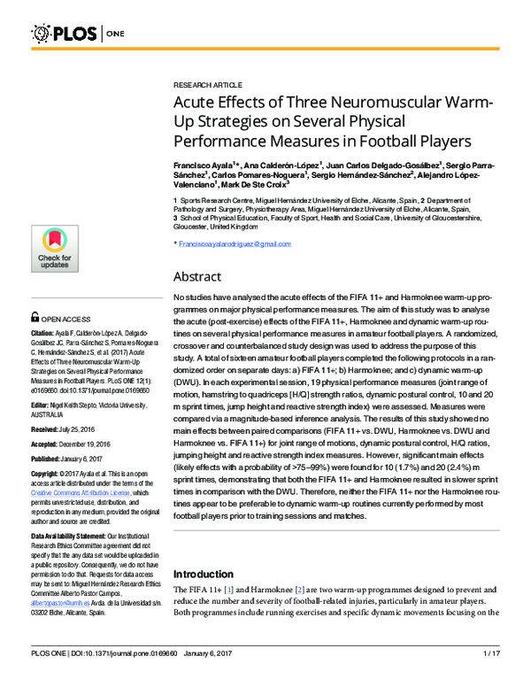 (PDF) Acute Effects of Three Neuromuscular Warm-Up Strategies on ...