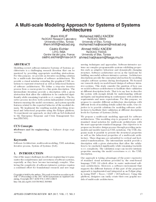 (PDF) A multi-scale modeling approach for systems of systems architectures
