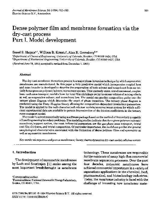 (PDF) Dense polymer film and membrane formation via the dry-cast ...