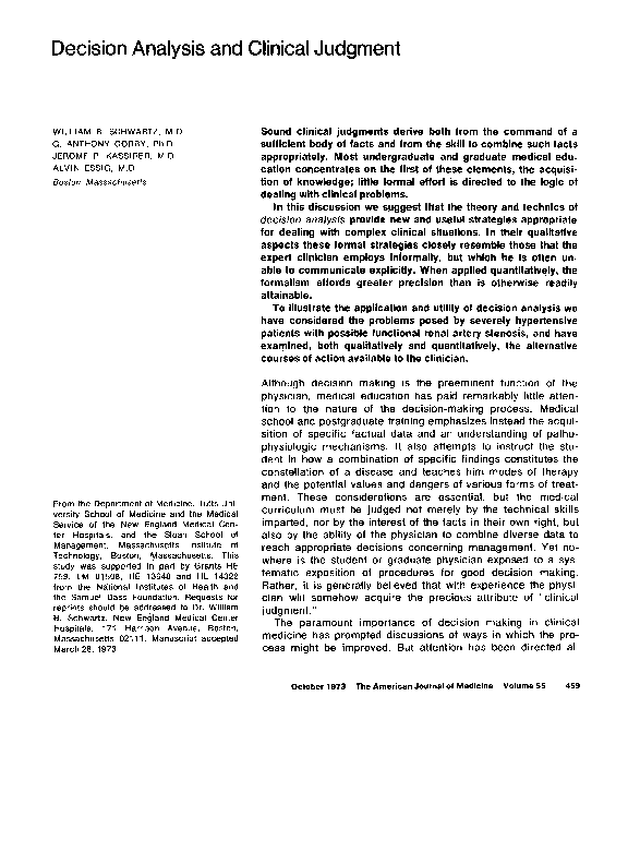 (PDF) Decision Analysis and Clinical Judgment
