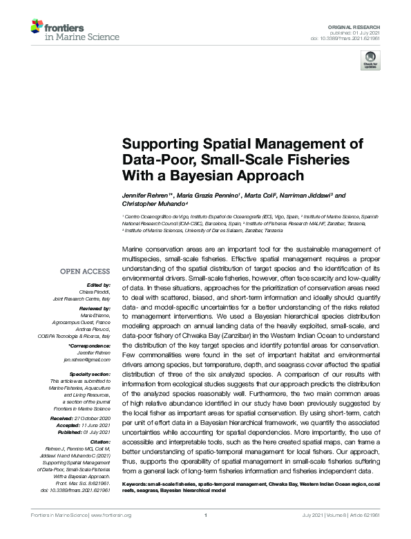 (PDF) Supporting Spatial Management of Data-Poor, Small-Scale Fisheries ...