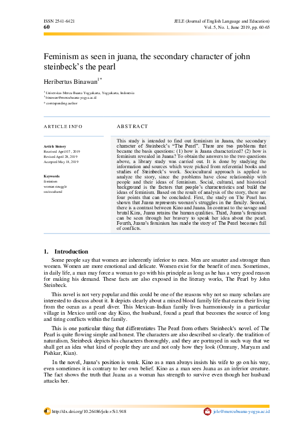 (PDF) Feminism as seen in juana, the secondary character of john ...