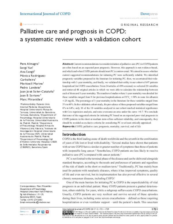(PDF) Palliative care and prognosis in COPD: a systematic review with a ...