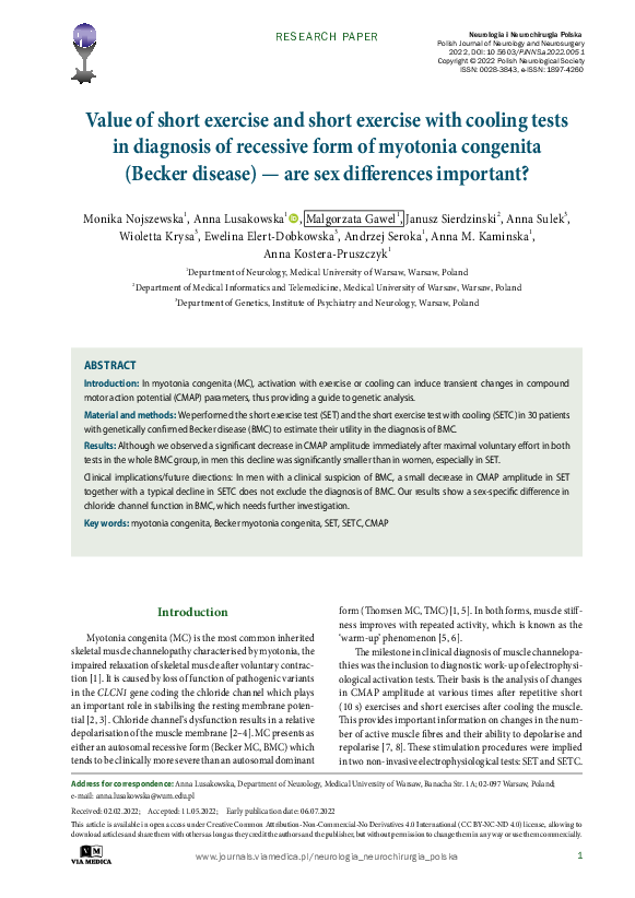 (PDF) Value of short exercise and short exercise with cooling tests in ...