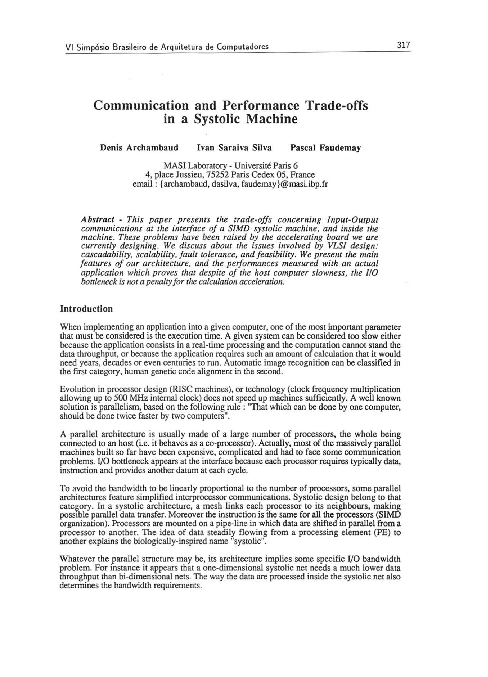 (PDF) Communication and Performance Trade-offs in a Systolic Machine