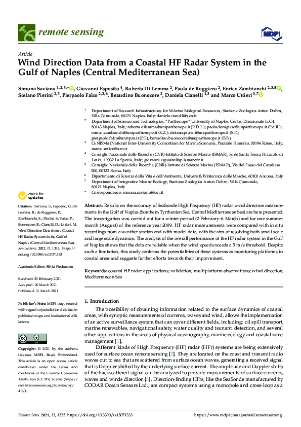 (PDF) Wind Direction Data from a Coastal HF Radar System in the Gulf of ...