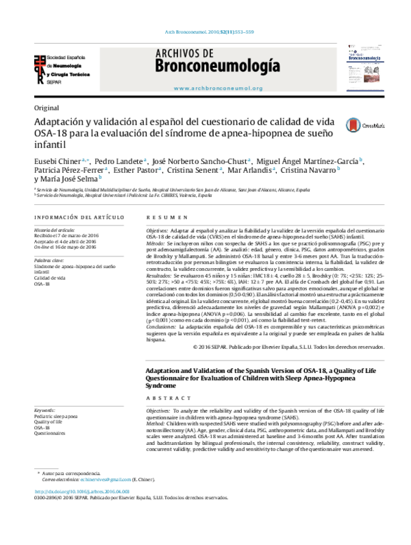 (PDF) Adaptación y validación al español del cuestionario de calidad de ...