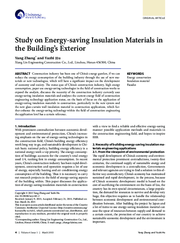 (PDF) Study on Energy-saving Insulation Materials in the Building’s ...